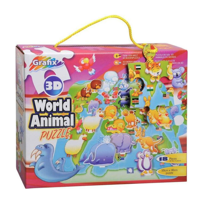 GRAFIX 3D World Animal Puzzle – 18 piezas | Cabocopy